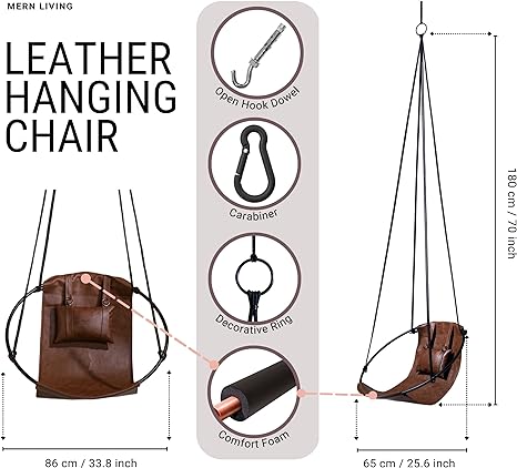Leather Hanging Chair - Black – Mern Living
